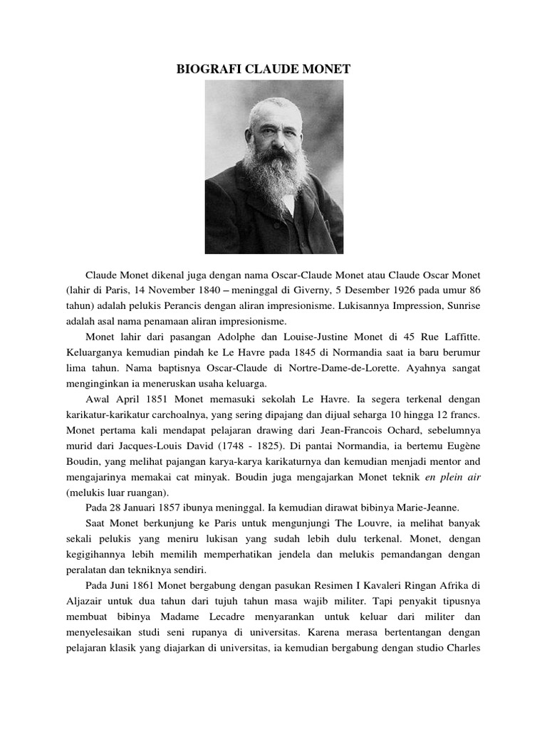 Biografi Singkat Claude Monet | PDF