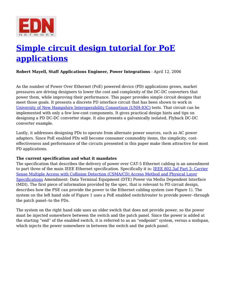 Simple Circuit Design Tutorial For PoE Applications | PDF | Capacitor ...
