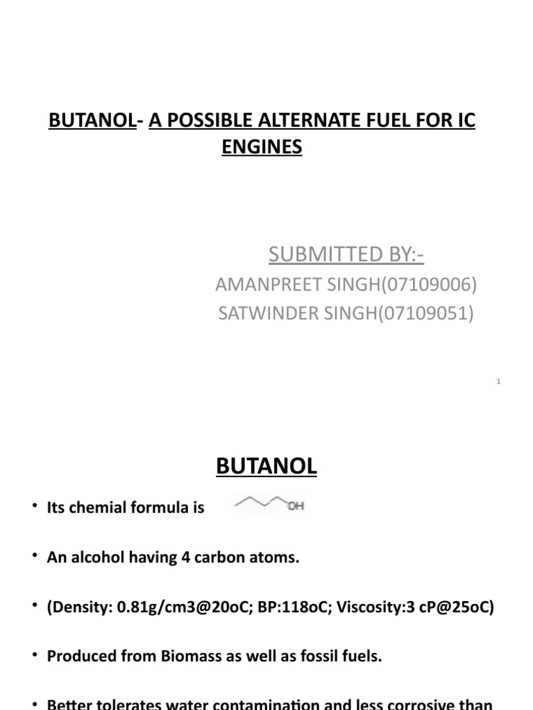Butanol - A Possible Alternate Fuel For Ic Engines | PDF | Gasoline ...