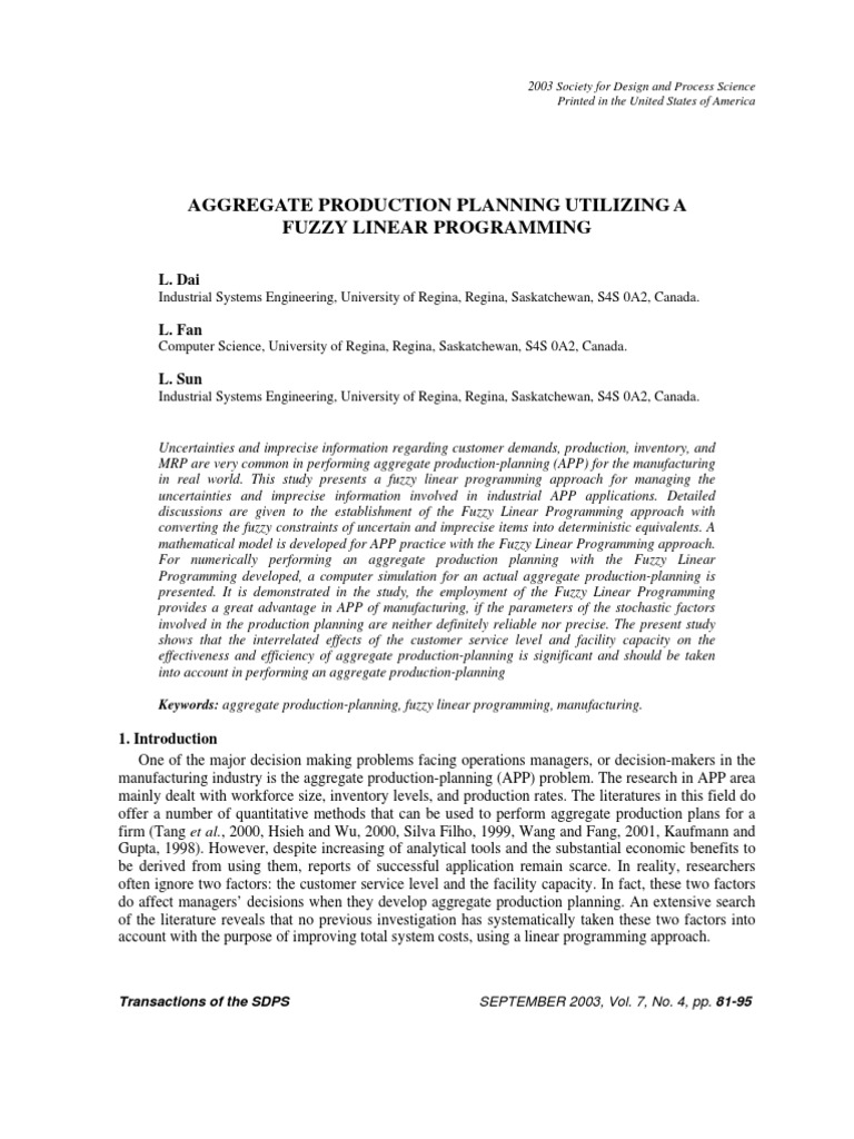 Aggregate Production Planning Using FLP | PDF | Mathematical Optimization | Equations