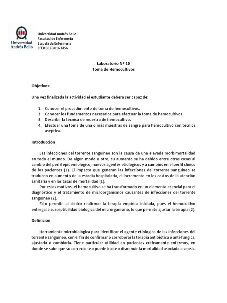 Guia de Hemocultivos EFER 602 Unab 2016 PDF | PDF | Lavado de manos ...