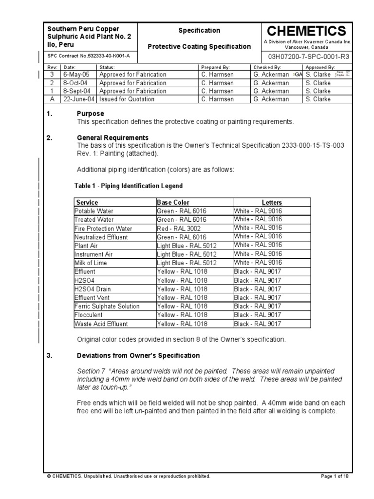7 SPC 0001 R3 Protective Coating Specification | PDF | Dangerous Goods ...