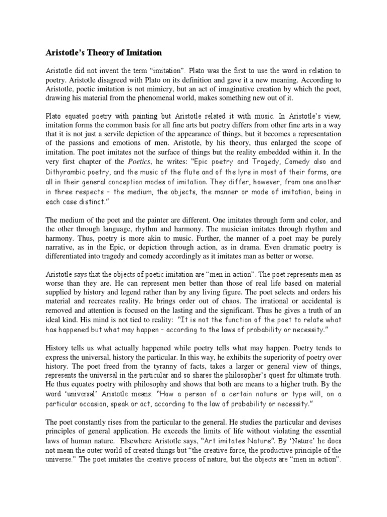 Theory of Imitation | Aristotle | Poetry