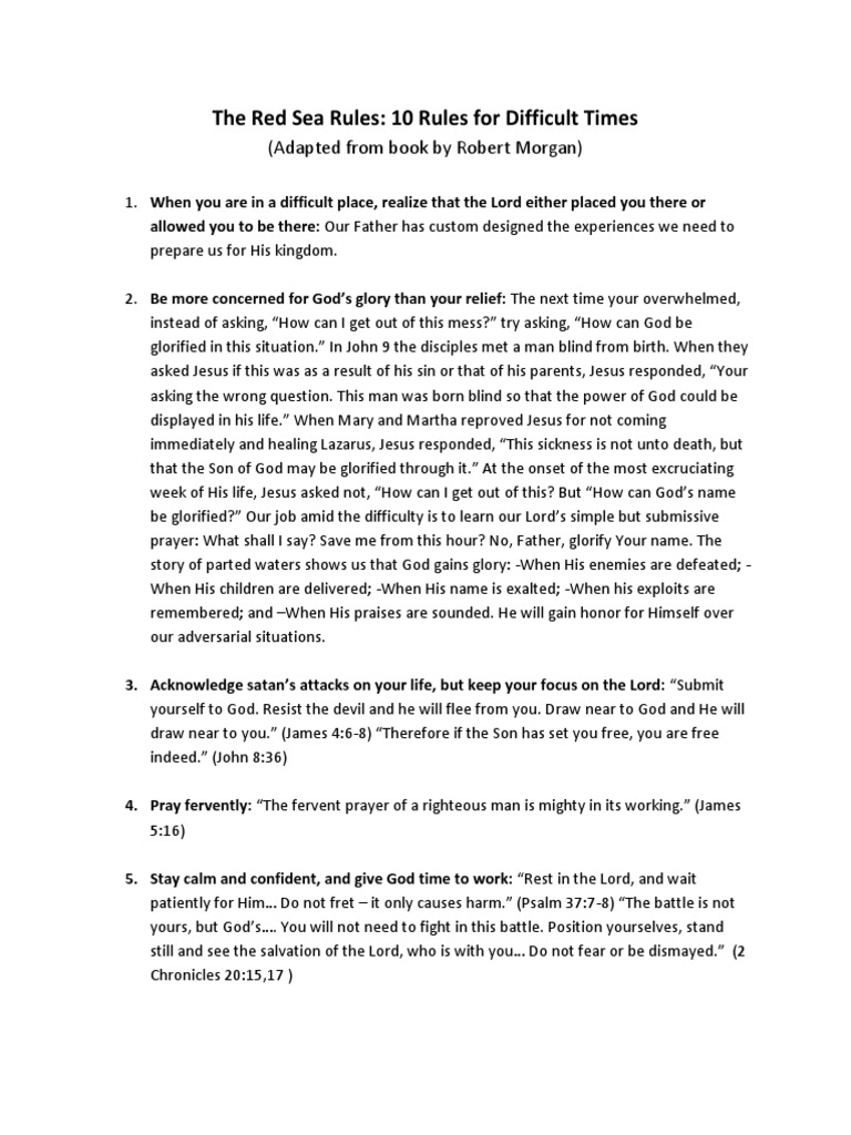 The Red Sea Rules 10 Rules For Difficult Times | PDF | Jesus ...