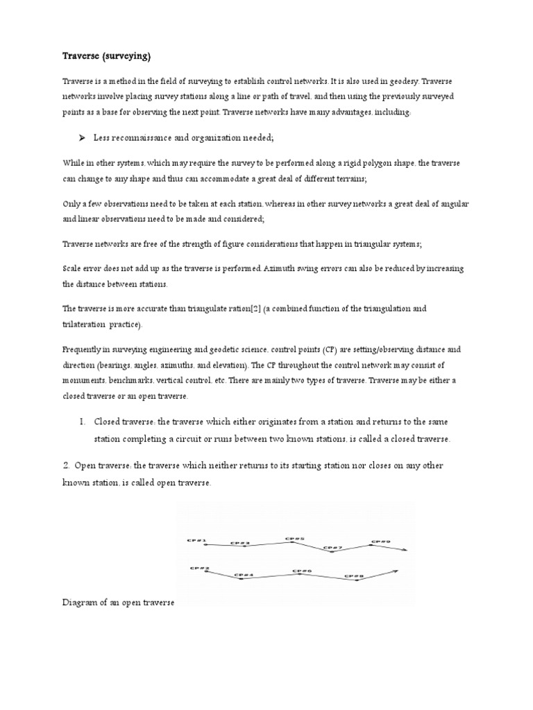 Traverse Is A Method in The Field of Surveying To Establish Control ...