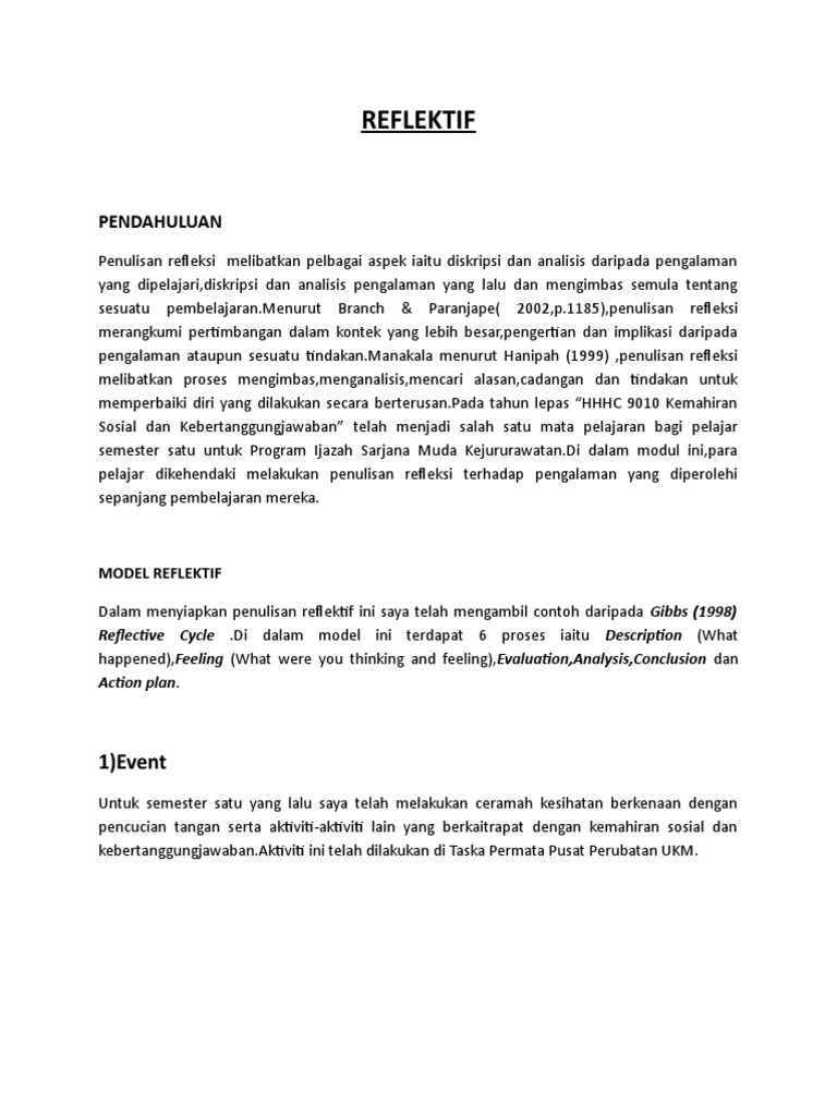 Refleksi Model Gibbs dalam Pembelajaran | PDF