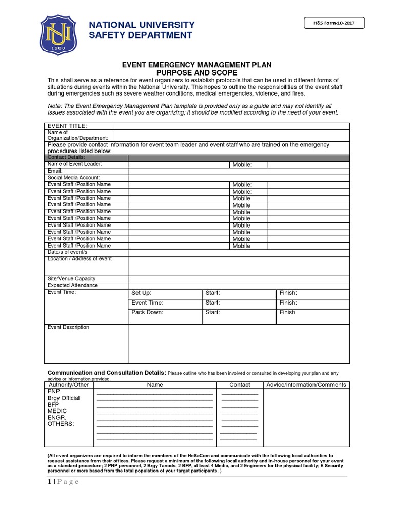 Event Emergency Management Plan | PDF | Emergency | Emergency Management
