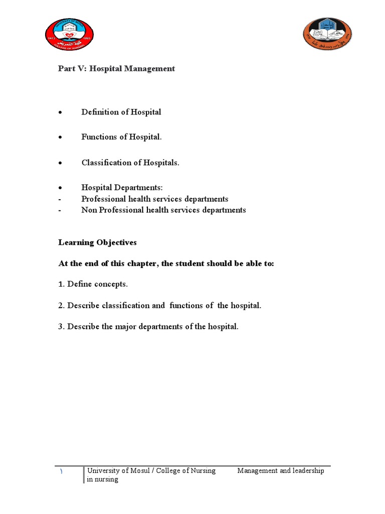Hospital Def N Management | PDF | Hospital | Health Care