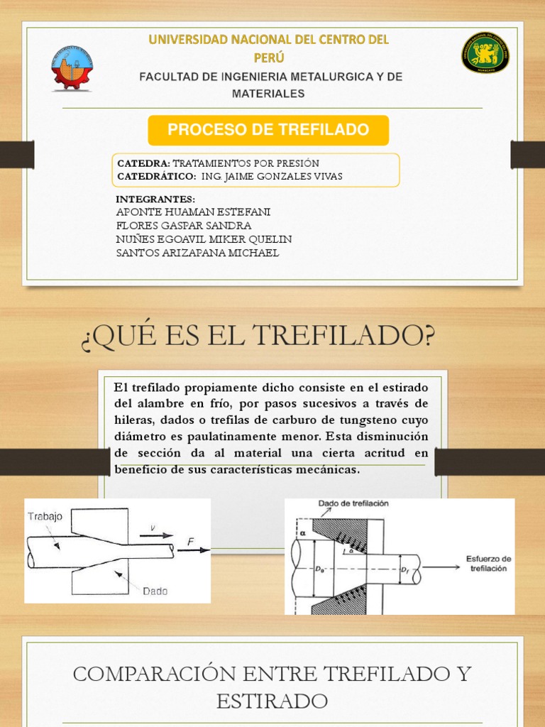 PROCESO DE TREFILADO.pptx | Rieles | Ingeniería mecánica