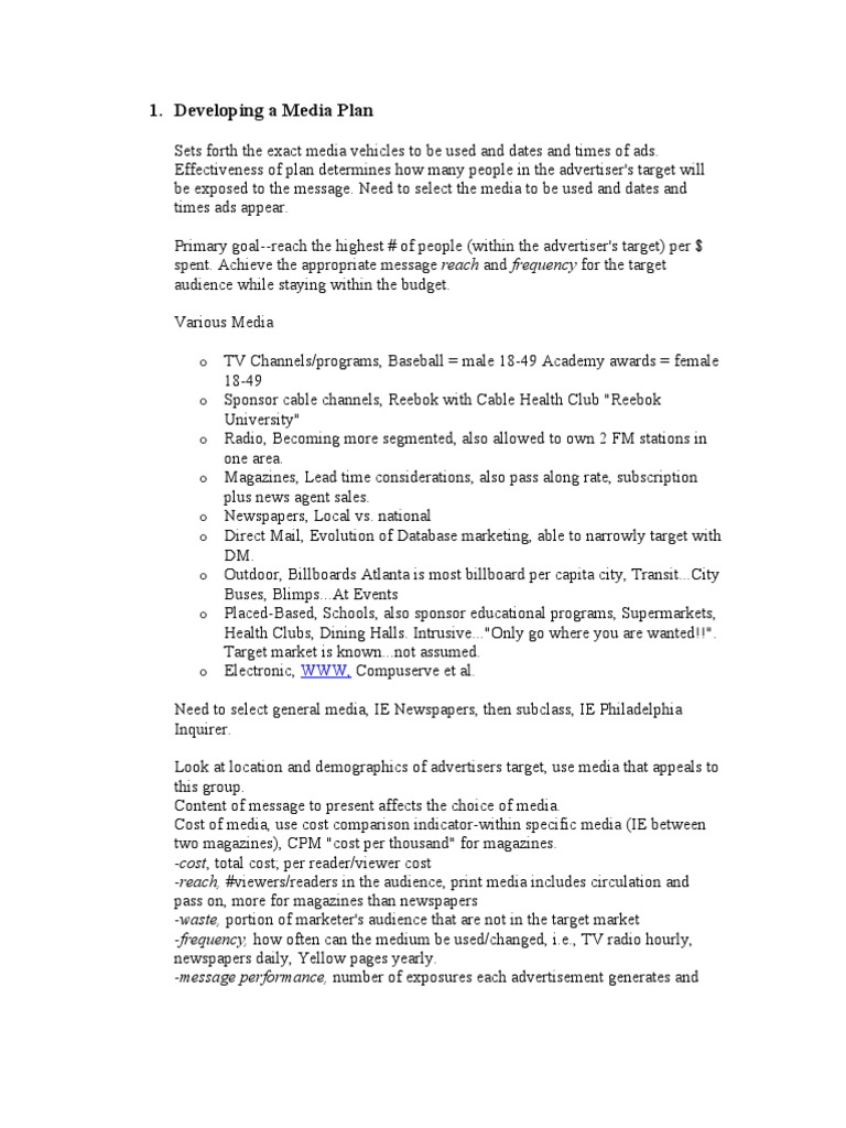 Developing A Media Plan | PDF | Nielsen Ratings | Audience Measurement