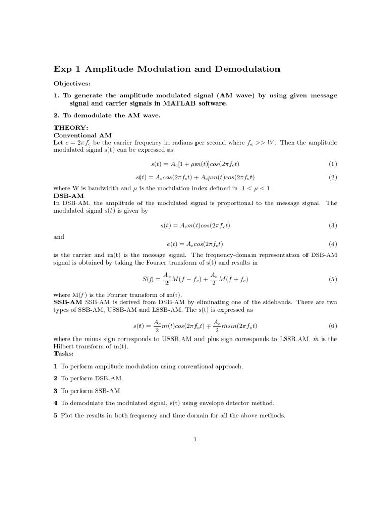 Lab Exp 1 Matlab Unduh Gratis Pdf Modulation Wireless