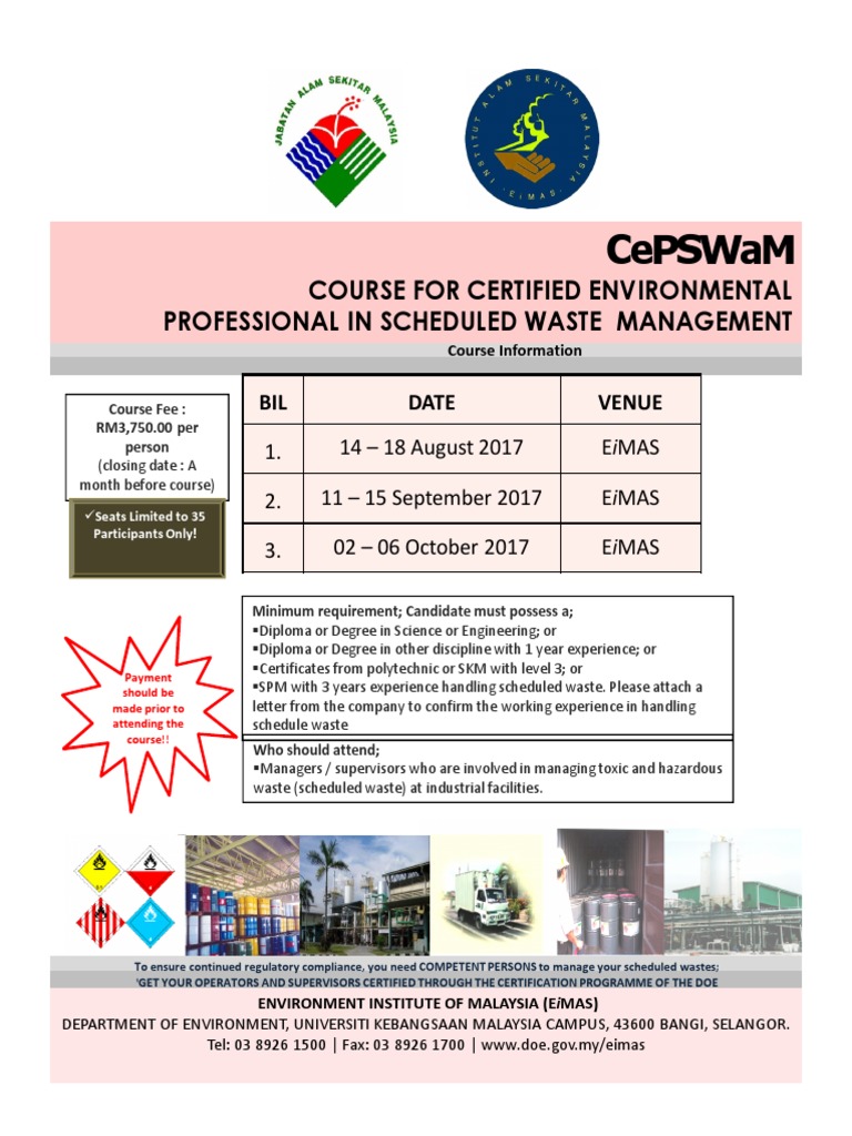 CePSWaM Certification Course 2025 | PDF | Waste Management | Hazardous ...