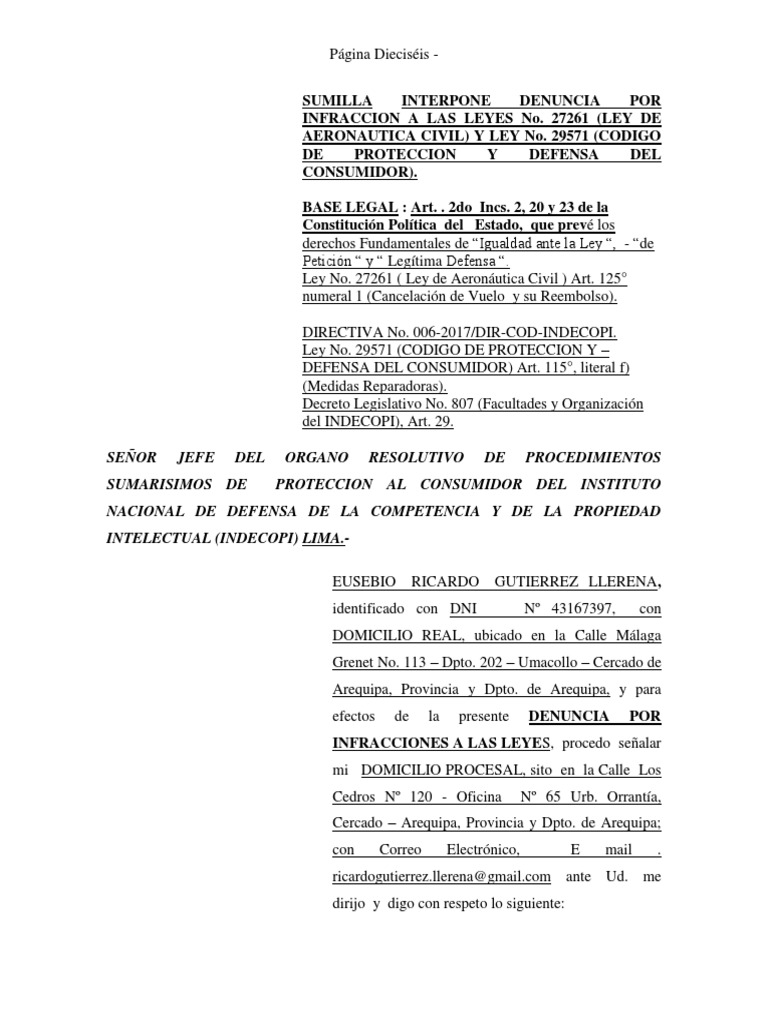 Modelo Denuncia Por Inconducta Funcinal Corte Superior 119ene2017 | PDF | Transporte | Justicia
