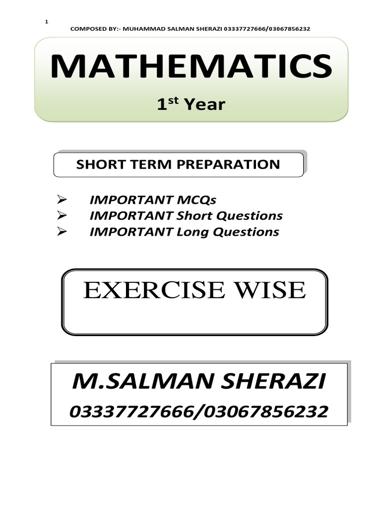 1st Year Mathematics (Important Questions) | Download Free PDF | Matrix ...