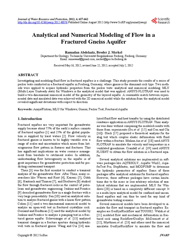 Analytical and Numerical Modeling of Flow in A Fractured Gneiss Aquifer ...