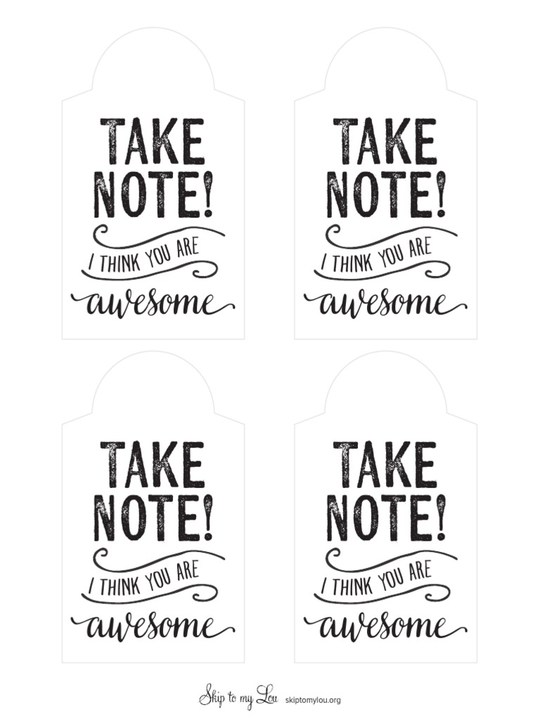 Take Note Printable Gift Tag | PDF