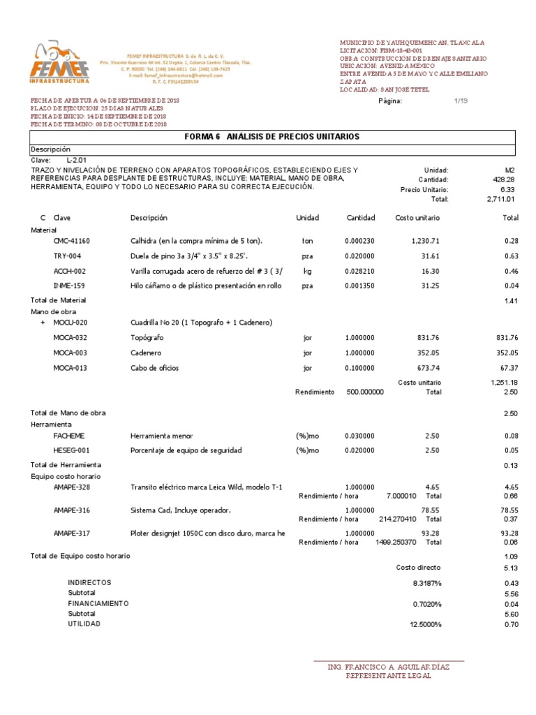 Análisis de Precios Unitarios Drenaje Sanitario | PDF | Ingeniería de Edificación | Horticultura ...