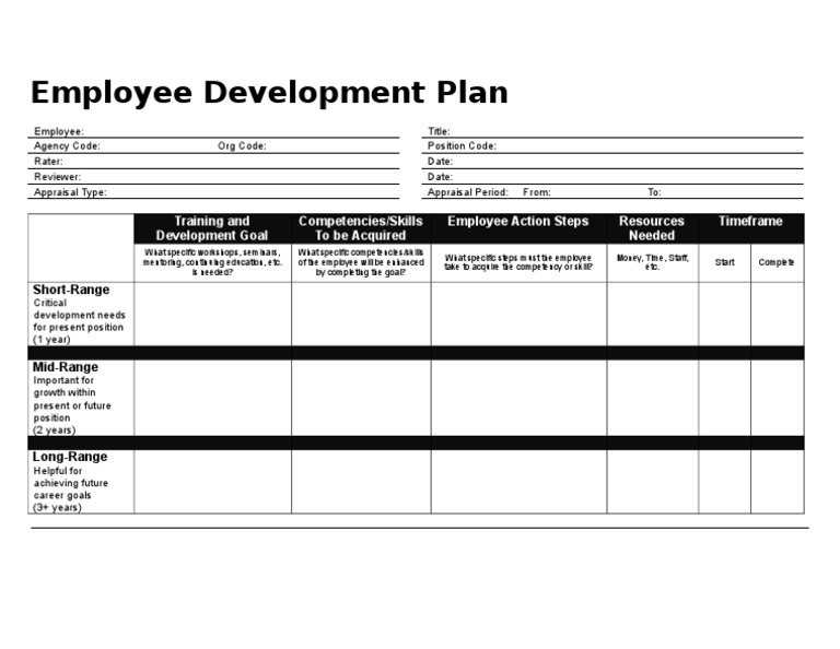 Employee Development Plan Template | PDF