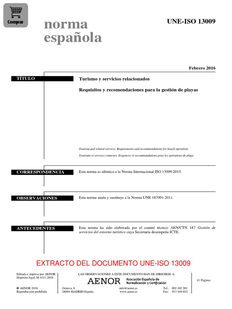 UNE-ISO - 13009 2016 (Estracto) | PDF | Agua | Residuos