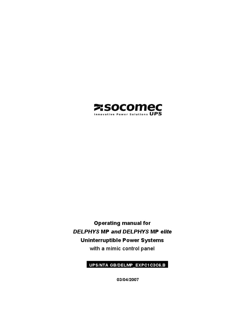 SOCOMEC Delphy | PDF | Power Supply | Power Inverter