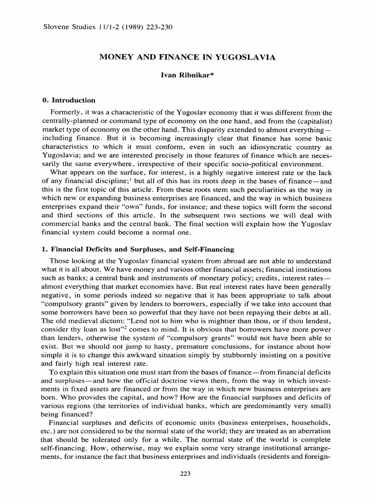 Money and Finance in Yugoslavia | PDF | Foreign Exchange Reserves | Banks