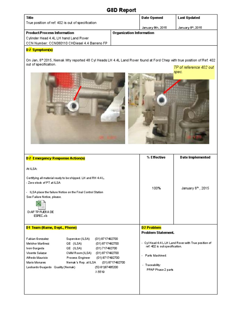 Formato 8D | PDF | Industrial Processes | Tools