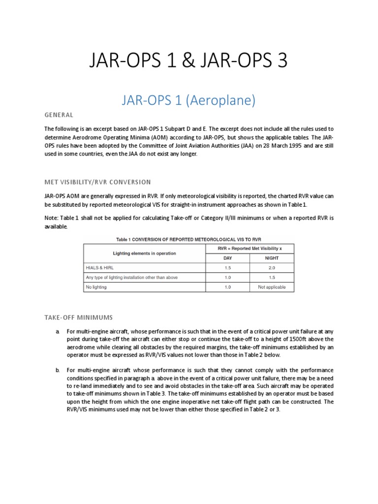 Jar Ops Minimums On Jeppesen Charts | PDF | Aeronautics | Aviation Safety