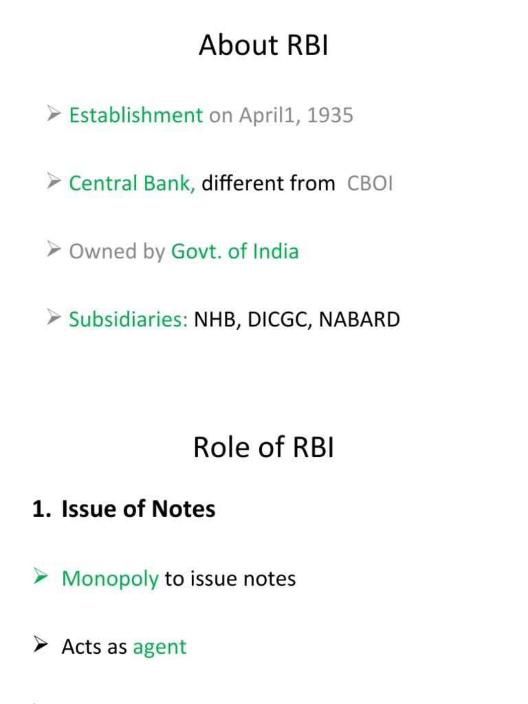 Role of RBI in Indian Economy | PDF