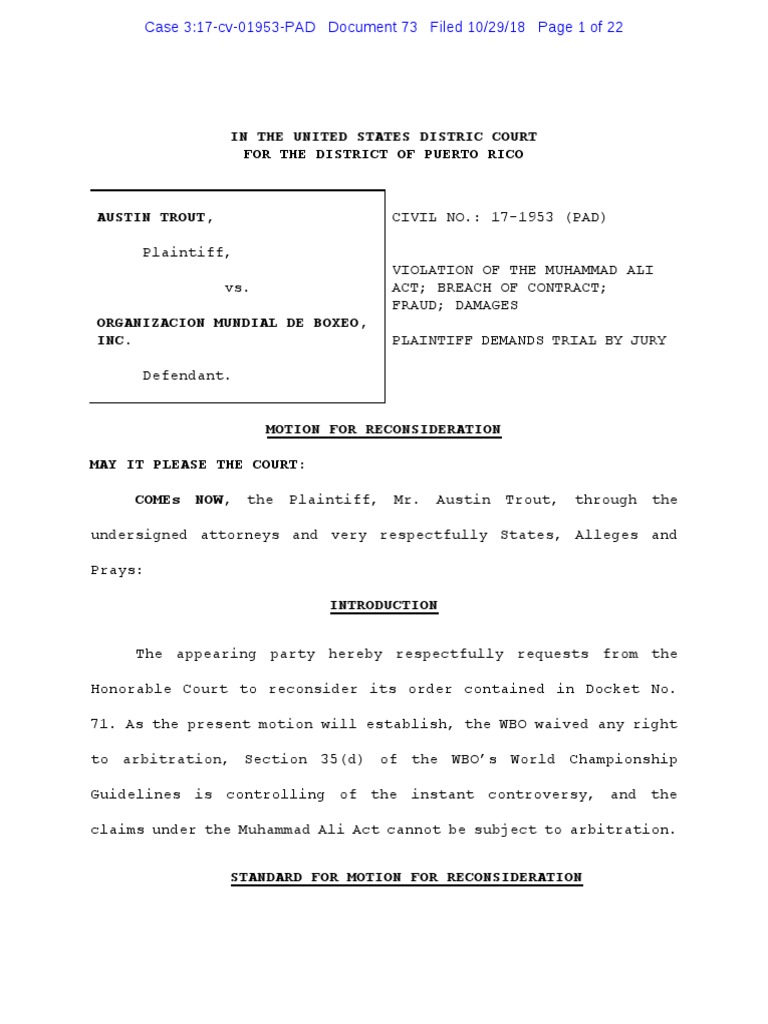 Motion For Reconsideration | PDF | Discovery (Law) | Lawsuit