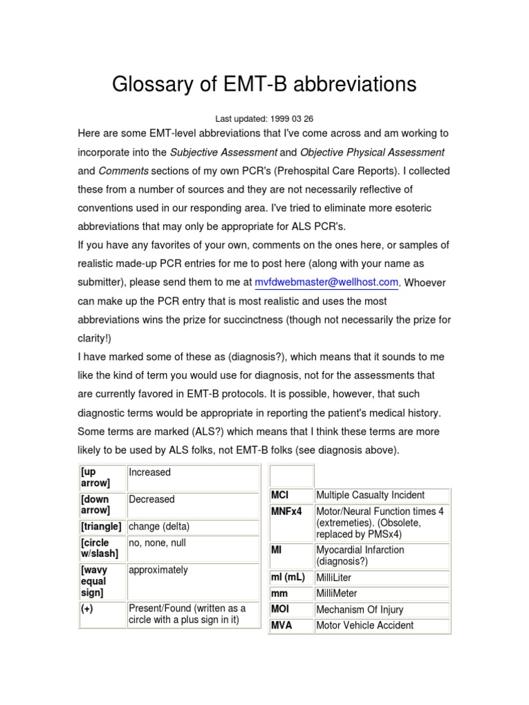 Glossary of EMT | PDF | Heart Failure | Chronic Obstructive Pulmonary ...