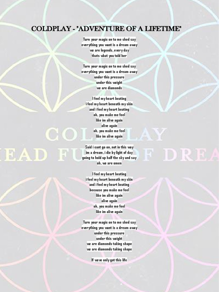 Coldplay - "Adventure of A Lifetime" | PDF | Recorded Music | Pop Music