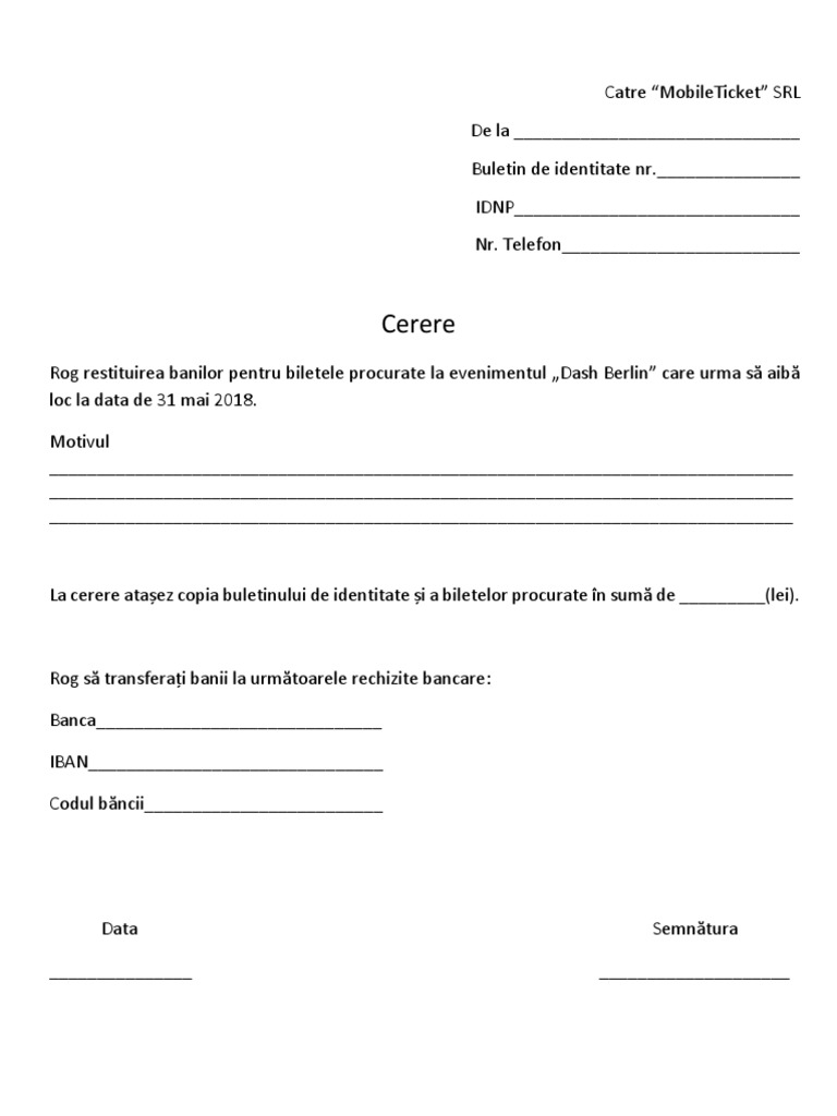 Cerere de Restituire A Banilor Ash Berlin | PDF