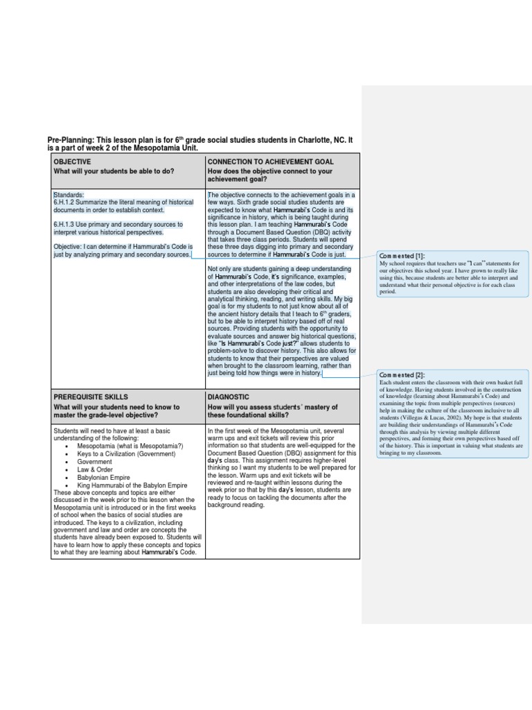 Pre-Planning: This Lesson Plan Is For 6 Grade Social Studies Students ...