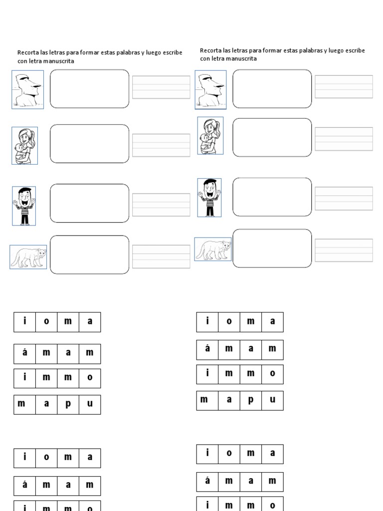 Recorta Las Letras para Formar Estas Palabras y Luego Escribe Con Letra ...
