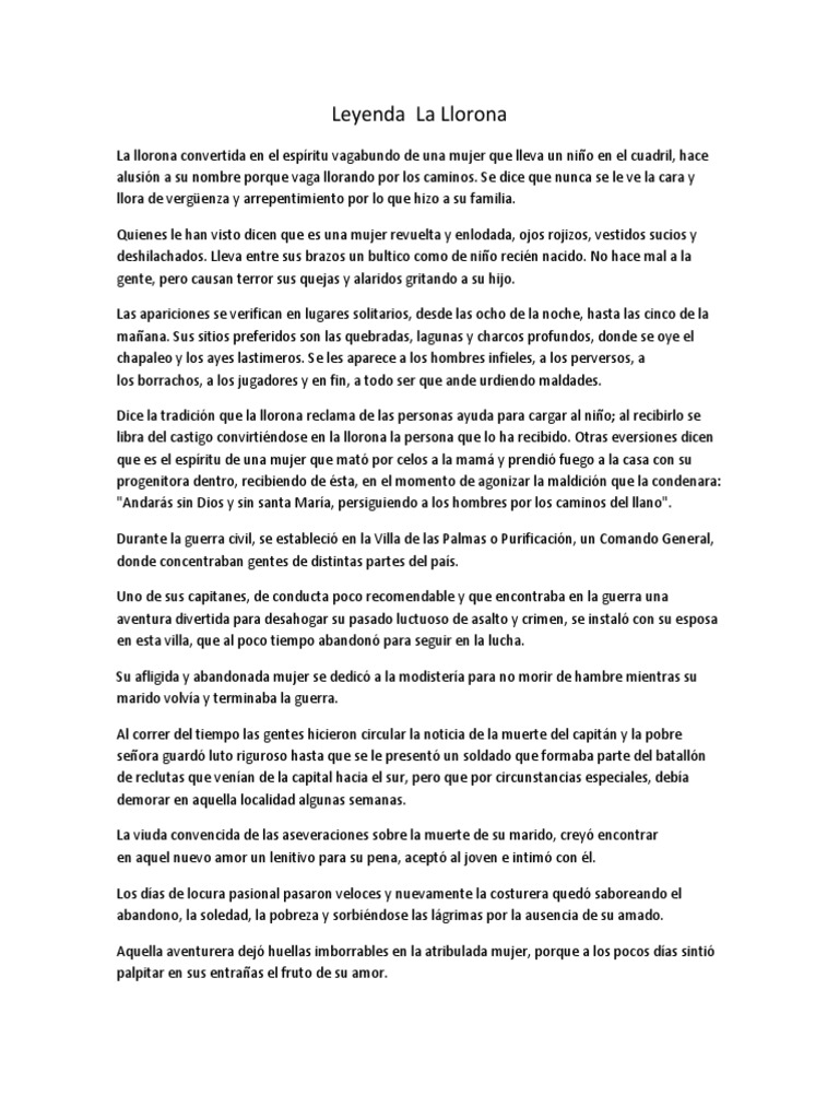 Leyenda La Llorona | PDF | Caperucita Roja | Naturaleza