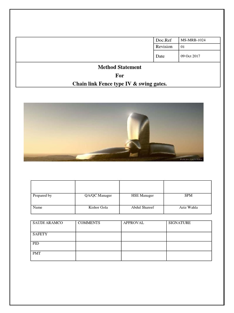 Method Statement Fence Type IV | PDF | Personal Protective Equipment ...