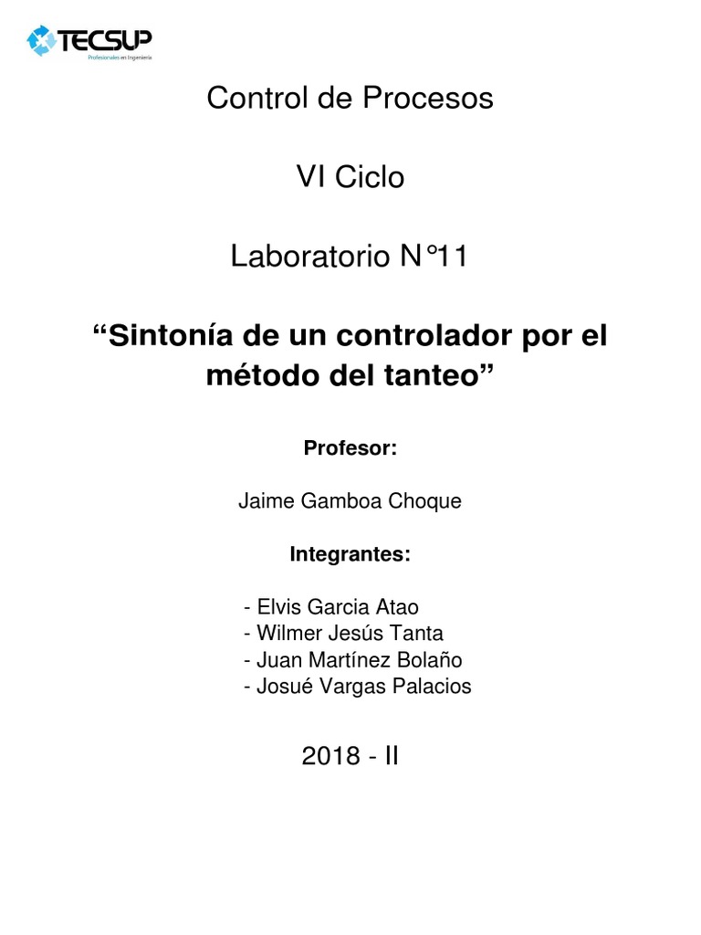 Control de Proceso Lab 11 | PDF | Ingeniería Industrial | Ingeniería