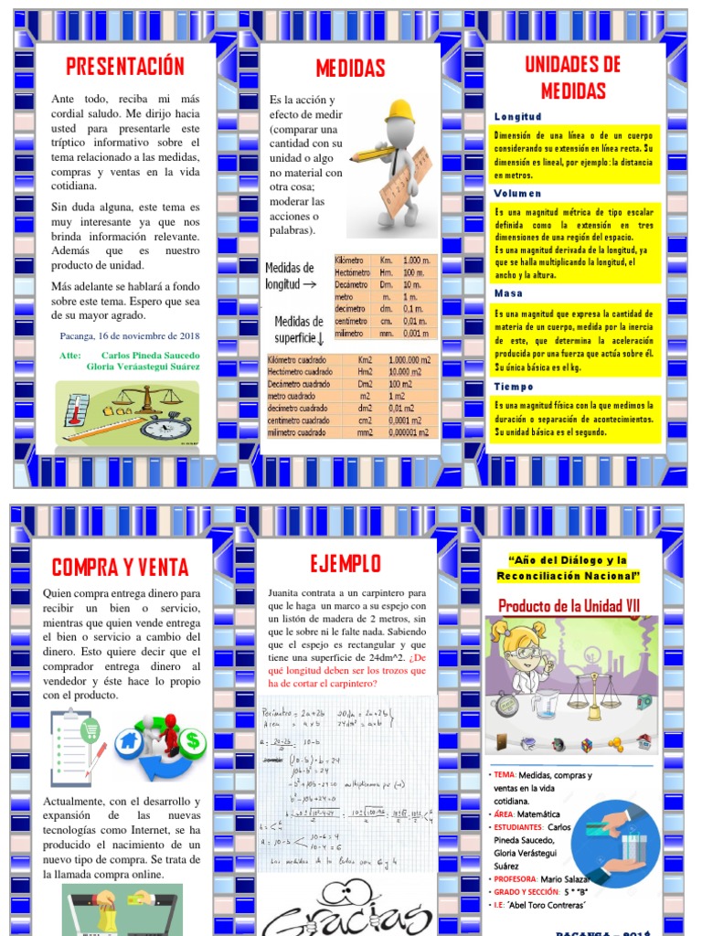 Triptico Matematica | PDF | Longitud | Volumen