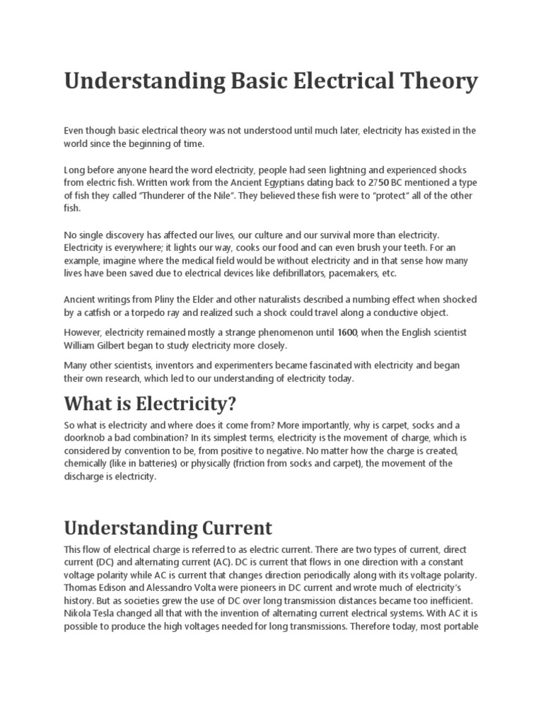 Understanding Basic Electrical Theory | PDF | Series And Parallel ...