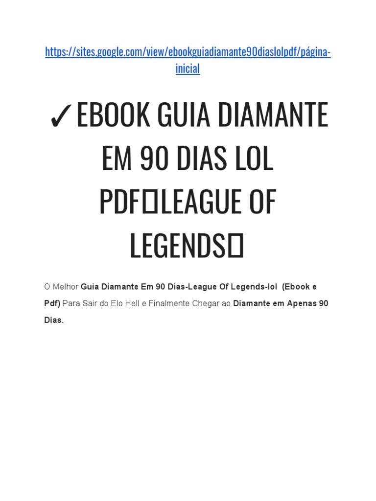 Ebook Guia Diamante em 90 Dias Lol PDF League of Legends | PDF | E ...