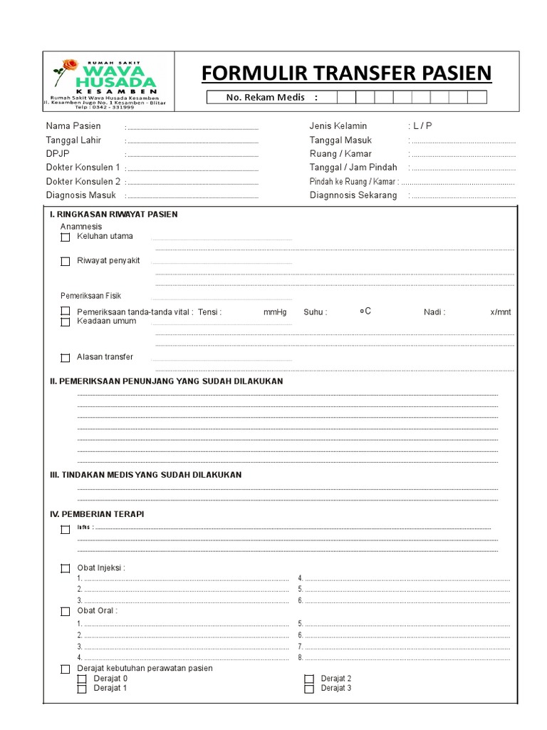 Formulir Transfer Pasien | PDF