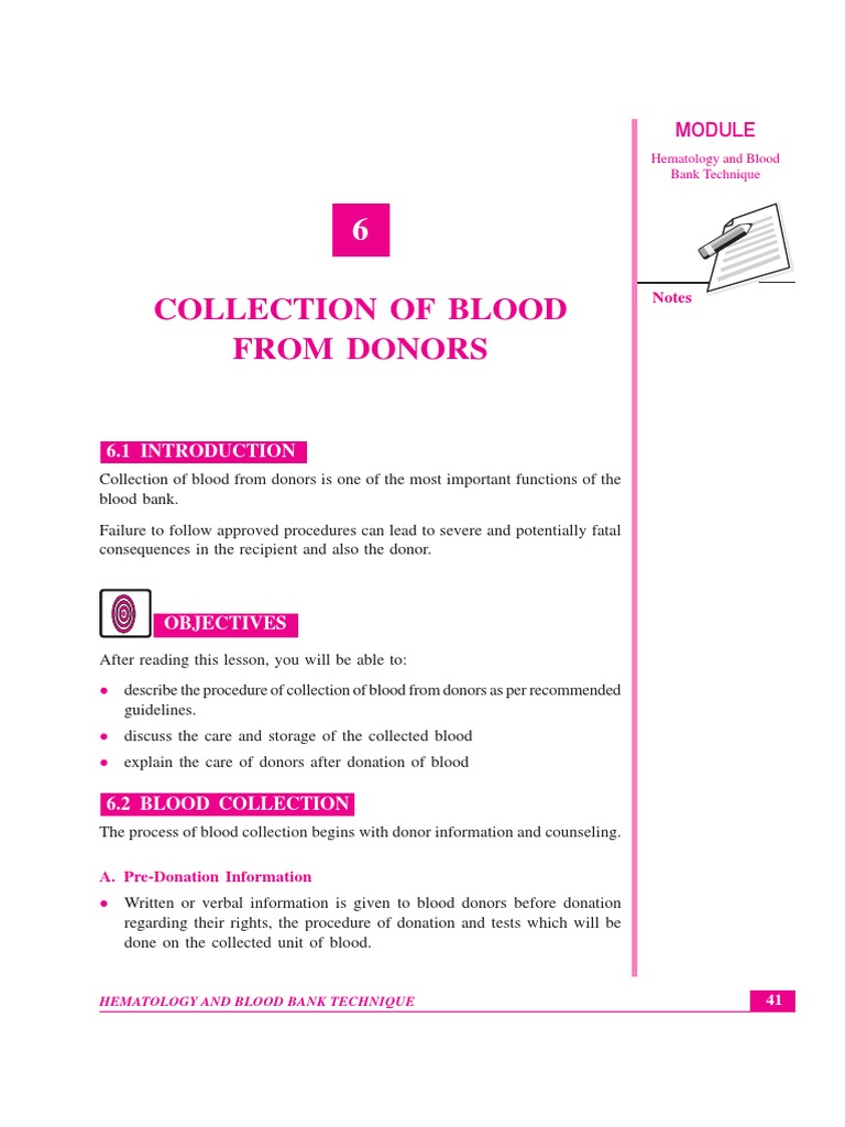 Blood Collection Procedures for Donors | PDF | Blood Donation | Blood ...