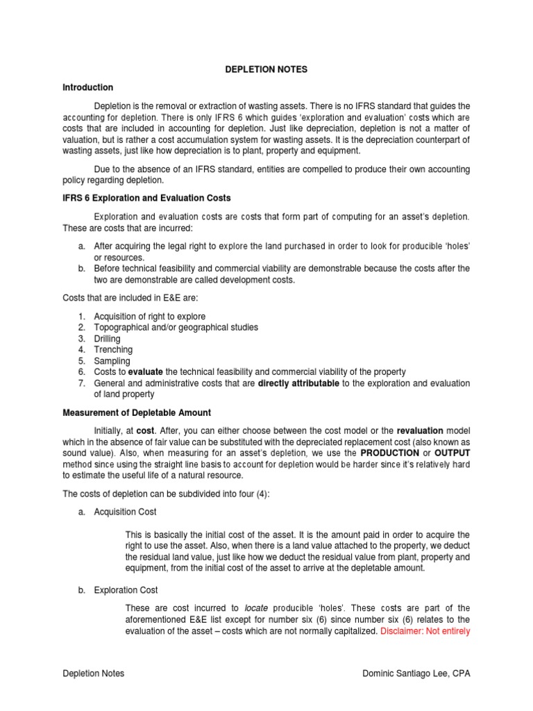 Depletion Notes | PDF | Depreciation | International Financial ...