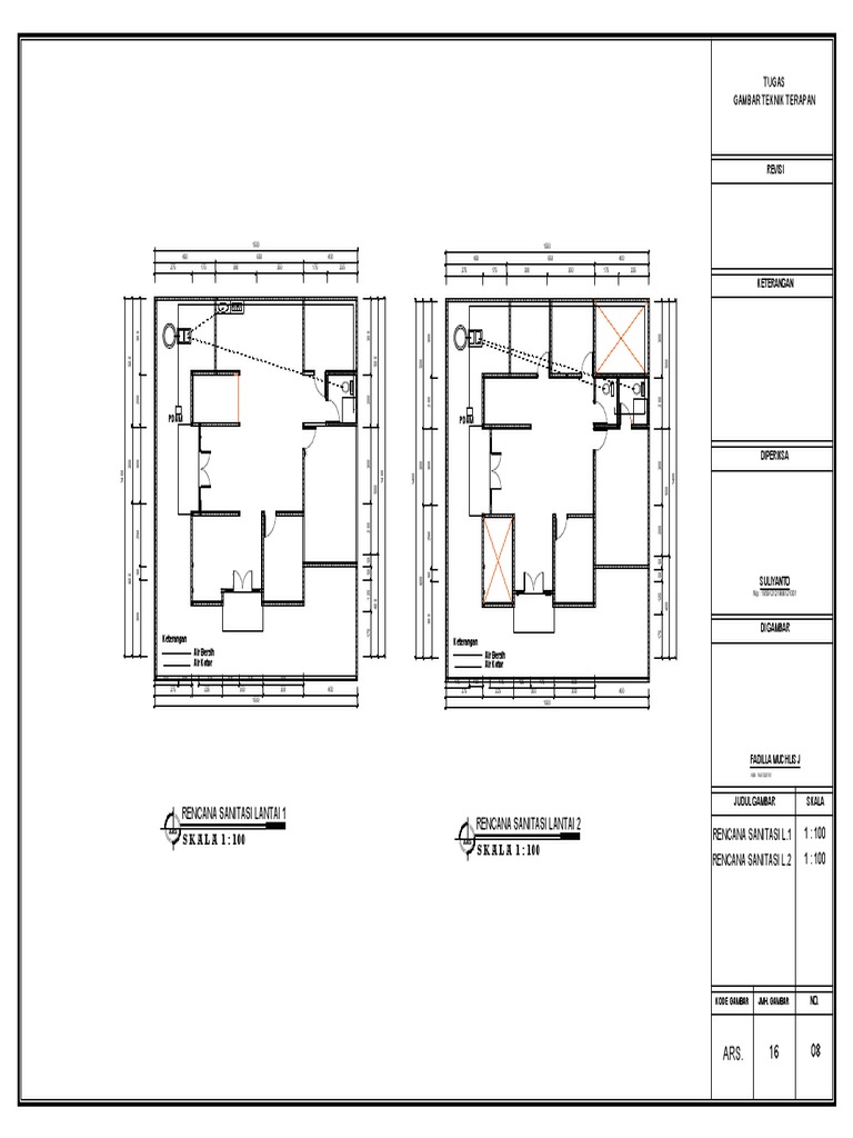 Rencana Sanitasi Lantai 2 Rencana Sanitasi Lantai 1: Tugas Gambar ...