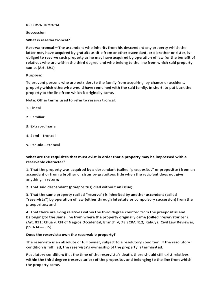Reserva Troncal 3 | PDF | Intestacy | Civil Law (Common Law)