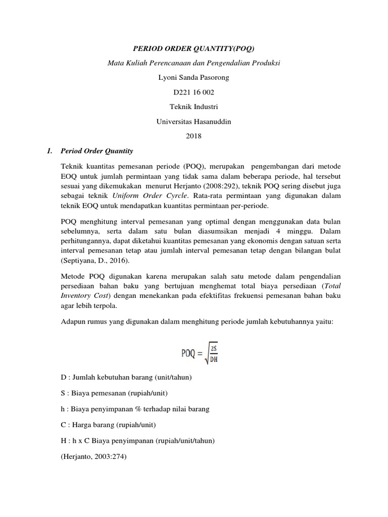 Period Order Quantity | PDF
