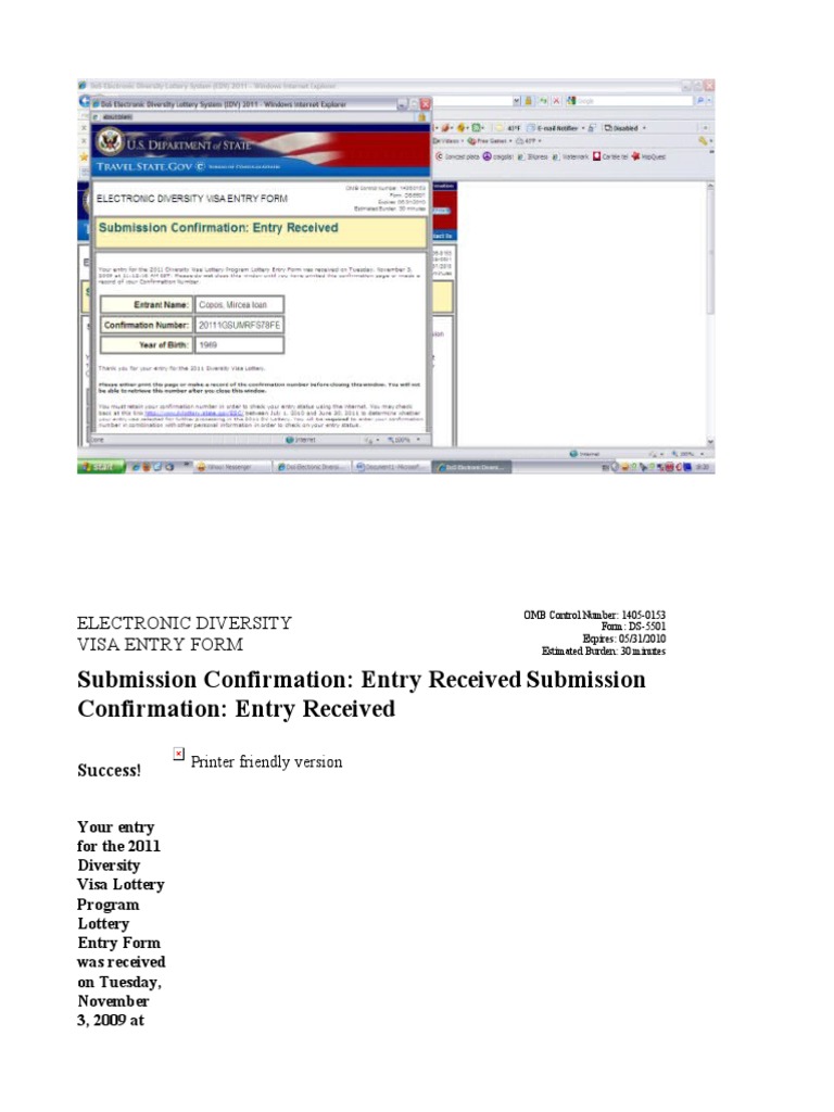 Electronic Diversity Visa Entry Form Mircea Co | PDF