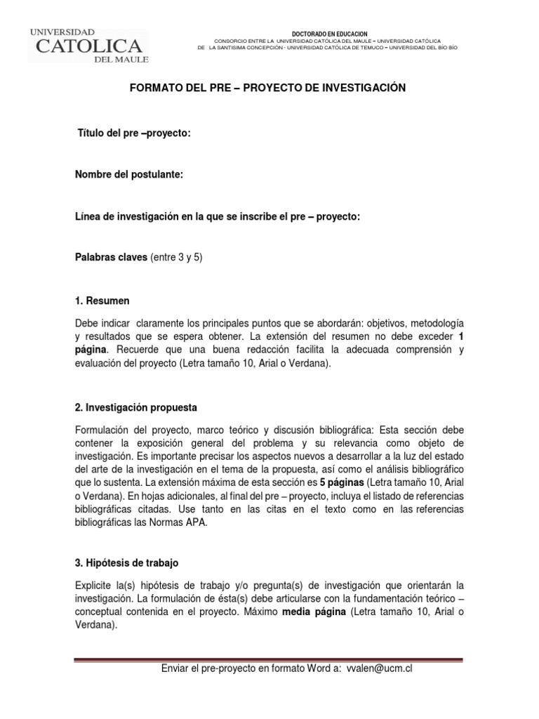Formato Del Pre Proyecto | PDF | Metodología | Universidad