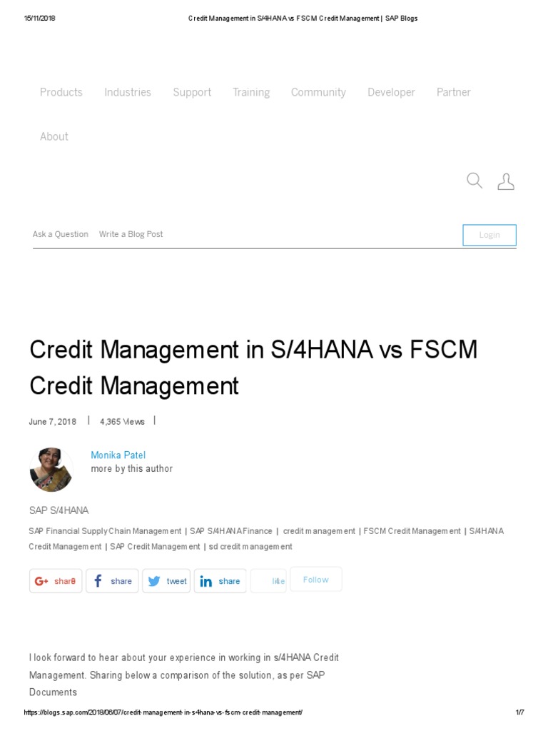 Credit Management in S - 4HANA Vs FSCM Credit Management - SAP Blogs ...