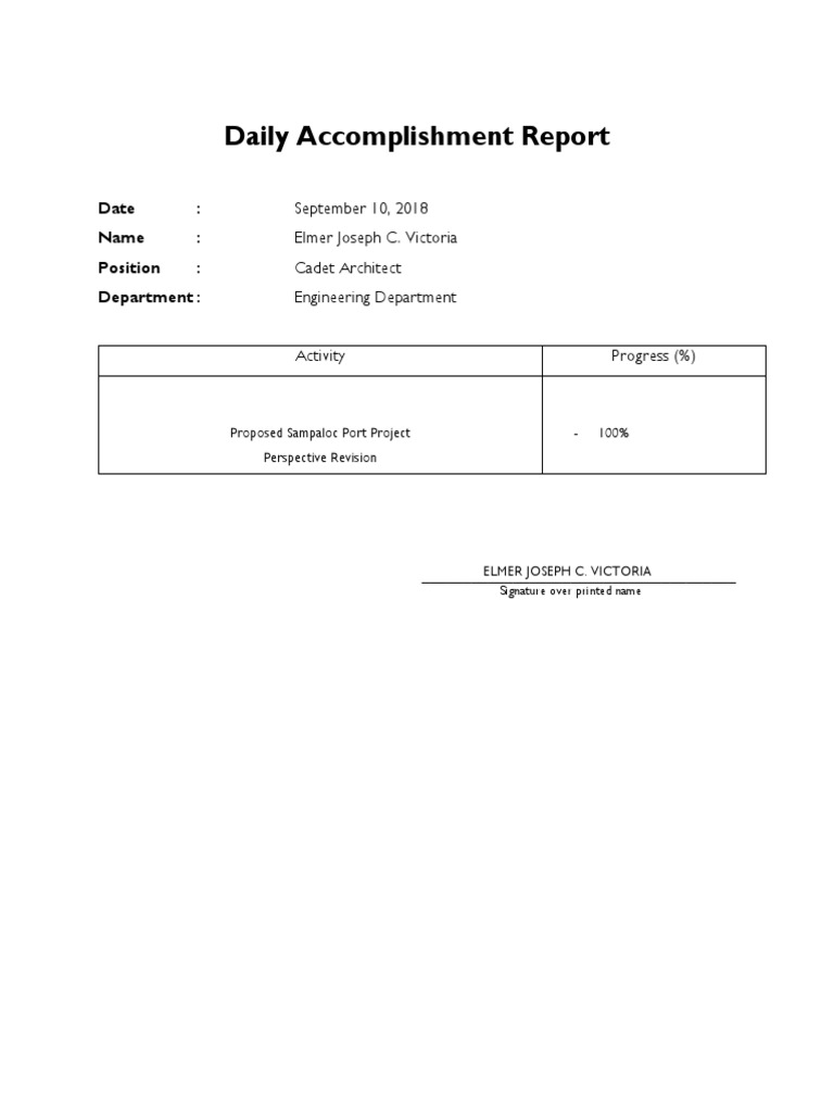 Daily Accomplishment Report - (09!10!18) | PDF